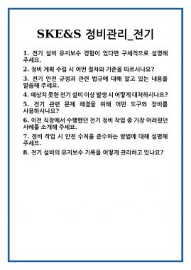 [면접] SKE&S 정비관리_전기 면접 질문 및 답변 합격 예문 기출 문항 최종 준비 자료-1페이지