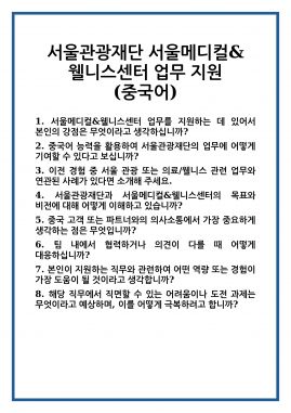 [면접] 서울관광재단 서울메디컬&웰니스센터 업무 지원 (중국어) 면접 질문 및 답변 합격 예문 기출 문항 최종 준비 자료-1페이지