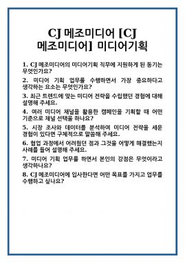 [면접] CJ메조미디어 [CJ메조미디어] 미디어기획 면접 질문 및 답변 합격 예문 기출 문항 최종 준비 자료-1페이지