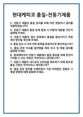 [면접] 현대케피코 품질-전동기제품 면접 질문 및 답변 합격 예문 기출 문항 최종 준비 자료-1페이지