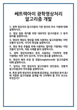 [면접] 쎄트렉아이 광학영상처리 알고리즘 개발 면접 질문 및 답변 합격 예문 기출 문항 최종 준비 자료-1페이지