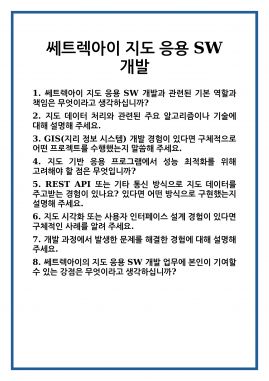 [면접] 쎄트렉아이 지도 응용 SW 개발 면접 질문 및 답변 합격 예문 기출 문항 최종 준비 자료-1페이지