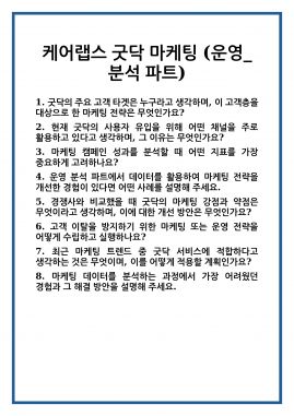 [면접] 케어랩스 굿닥 마케팅 (운영_분석 파트) 면접 질문 및 답변 합격 예문 기출 문항 최종 준비 자료-1페이지