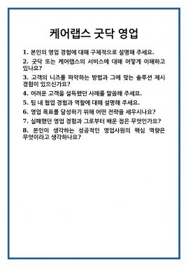 [면접] 케어랩스 굿닥 영업 면접 질문 및 답변 합격 예문 기출 문항 최종 준비 자료-1페이지