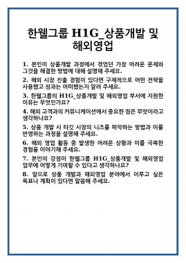[면접] 한웰그룹 H1G_상품개발 및 해외영업 면접 질문 답변 합격 예문 기출 문항 최종 준비 자료-1페이지