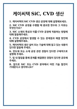 [면접] 케이씨텍 SiC, CVD 생산 면접 질문 및 답변 합격 예문 기출 문항 최종 준비 자료-1페이지