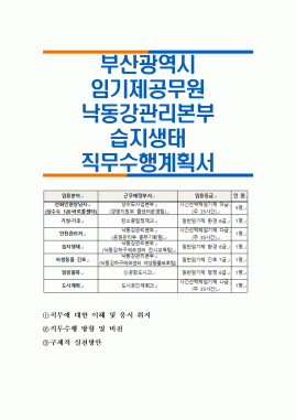 부산광역시 임기제공무원 낙동강관리본부 습지생태 직무수행계획서-1페이지