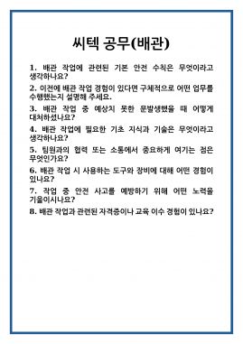 [면접] 씨텍 공무(배관) 면접 질문 및 답변 합격 예문 기출 문항 최종 준비 자료-1페이지