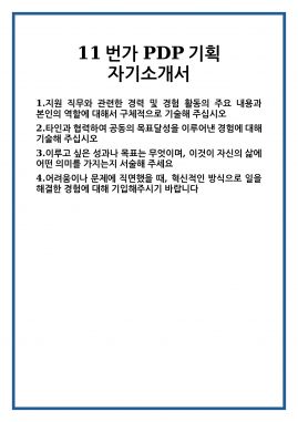 [자기소개서] 11번가 PDP기획 자기소개서 합격 자소서 예문 기출 문항 최종 준비 자료-1페이지