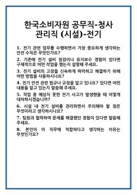 [면접] 한국소비자원 공무직-청사 관리직 (시설)-전기 면접 질문 및 답변 합격 예문 기출 문항 최종 준비 자료-1페이지
