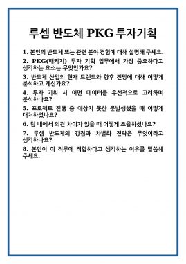 [면접 합격자료] 루셈 반도체 PKG투자기획 면접 질문 및 답변 합격 예문 기출 문항 최종 준비 자료-1페이지