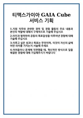 [자기소개서 합격자료] 티맥스가이아 GAIA Cube 서비스 기획 합격 자기소개서 자소서 예문 기출 문항 최종 준비 자료-1페이지