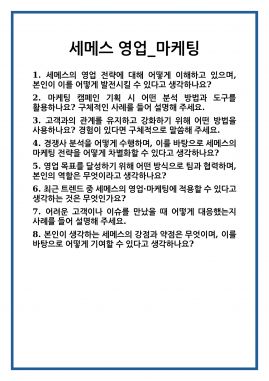 [면접 합격자료] 세메스 영업_마케팅 면접 질문 및 답변 합격 예문 기출 문항 최종 준비 자료-1페이지