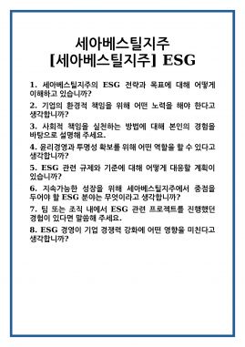 [면접 합격자료] 세아베스틸지주 [세아베스틸지주] ESG 면접 질문 및 답변 합격 예문 기출 문항 최종 준비 자료-1페이지