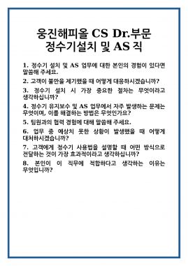 [면접 합격자료] 웅진해피올 CS Dr.부문 정수기설치 및 AS직 면접 질문 답변 합격 예문 기출 문항 최종 준비 자료-1페이지