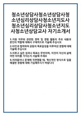 [자기소개서 합격자료] 청소년상담사청소년상담사청소년심리상담사청소년지도사청소년심리상담사청소년지도사청소년상담교사 자기소개서_1 합격 자기소개서 자소서 예문 기출 문항 최종 준비 자료-1페이지