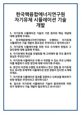 [면접 합격자료] 한국핵융합에너지연구원 자기유체 시뮬레이션 기술 개발 면접 질문 및 답변 합격 예문 기출 문항 최종 준비 자료-1페이지