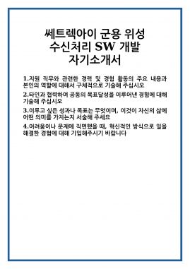 [자기소개서 합격자료] 쎄트렉아이 군용 위성 수신처리 SW 개발 자기소개서 합격 자소서 예문 기출 문항 최종 준비 자료-1페이지
