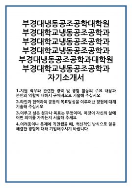[자기소개서 합격자료] 부경대냉동공조공학대학원 부경대학교냉동공조공학과 부경대냉동공조공학과대학원 자기소개서 합격 자소서 예문 기출 문항 최종 준비 자료-1페이지