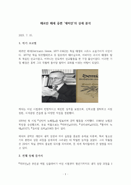 헤르만 헤세 중편 데미안의 상세 분석-1페이지