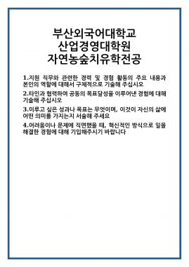 [자기소개서 합격자료] 부산외국어대학교 산업경영대학원 자연농숲치유학전공 합격 자기소개서 자소서 예문 기출 문항 최종 준비 자료-1페이지