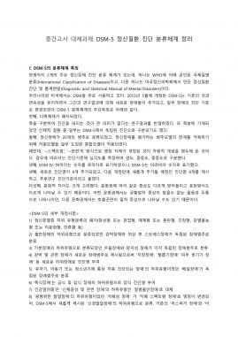 DSM-5 정신질환 진단 분류체계 정리-1페이지