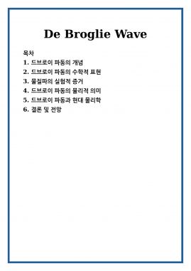 De Broglie Wave 레포트 자료-1페이지
