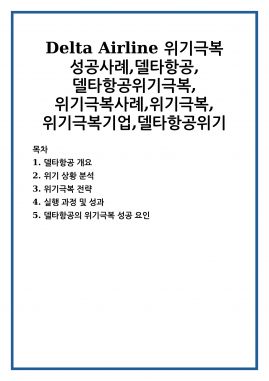 Delta Airline 위기극복 성공사례,델타항공,델타항공위기극복,위기극복사례,위기극복,위기극복기업,델타항공위기-1페이지