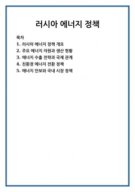 러시아 에너지 정책-1페이지