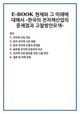 E-BOOK 현재와 그 미래에 대해서 -한국의 전자책산업의 문제점과 고찰방안모색--1페이지