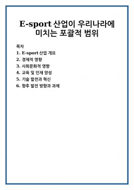 E-sport산업이 우리나라에 미치는 포괄적 범위-1페이지