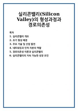 실리콘밸리(Silicon Valley)의 형성과정과 경로의존성-1페이지