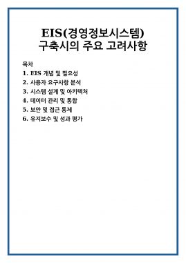 EIS(경영정보시스템) 구축시의 주요 고려사항-1페이지
