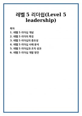 레벨 5 리더쉽(Level 5 leadership)-1페이지