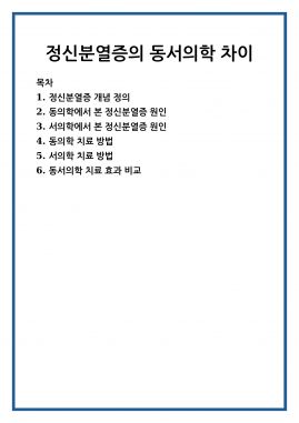 정신분열증의 동서의학 차이-1페이지