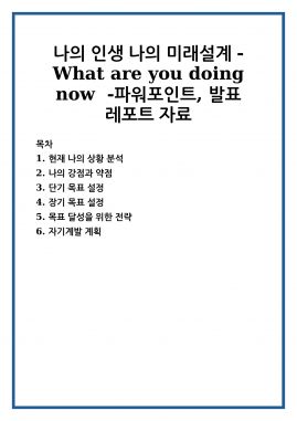 나의 인생 나의 미래설계 - What are you doing now  -파워포인트, 발표 레포트 자료-1페이지