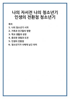 나의 자서전 나의 청소년기 인생의 전환점 청소년기-1페이지