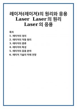 레이저(레이져)의 원리와 응용  Laser  Laser의 원리  Laser의 응용-1페이지