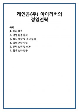레인콤(주) 아이리버의 경영전략-1페이지
