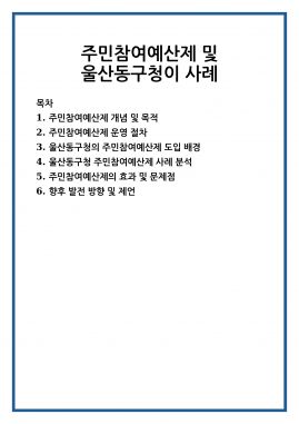 주민참여예산제 및 울산동구청이 사례-1페이지