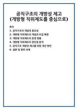 공직구조의 개방성 제고(개방형 직위제도를 중심으로)-1페이지