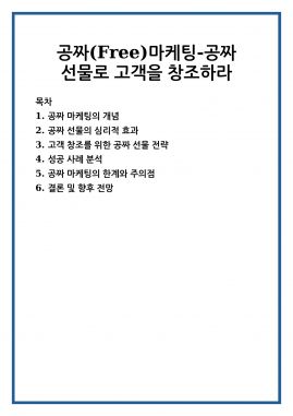 공짜(Free)마케팅-공짜 선물로 고객을 창조하라-1페이지