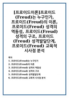 [프로이드이론]프로이드(Freud)는 누구인가, 프로이드(Freud)의 이론, 프로이드(Freud) 성격의 역동성, 프로이드(Freud) 성격의 구조, 프로이드(Freud) 성격발달단계, 프로이드(Freud) 교육적 시사점 분석-1페이지
