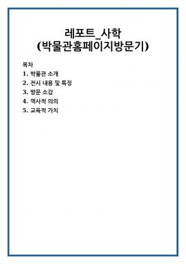 레포트_사학(박물관홈페이지방문기)-1페이지