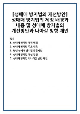 [성매매 방지법의 개선방안] 성매매 방지법의 제정 배경과 내용 및 성매매 방지법의 개선방안과 나아갈 방향 제언-1페이지