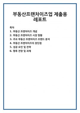 부동산프랜차이즈업 제출용 레포트-1페이지