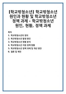 [학교밖청소년] 학교밖청소년 원인과 현황 및 학교밖청소년 정책 과제 - 학교밖청소년 원인, 현황, 정책 과제-1페이지