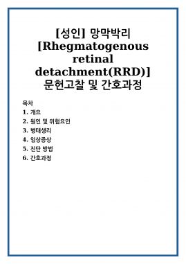 [성인] 망막박리[Rhegmatogenous retinal detachment(RRD)] 문헌고찰 및 간호과정-1페이지