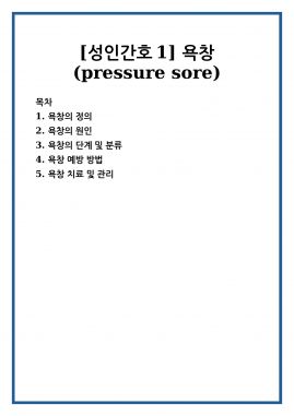 [성인간호1] 욕창 (pressure sore)-1페이지