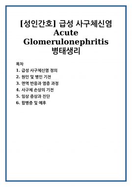 [성인간호] 급성 사구체신염 Acute Glomerulonephritis 병태생리-1페이지